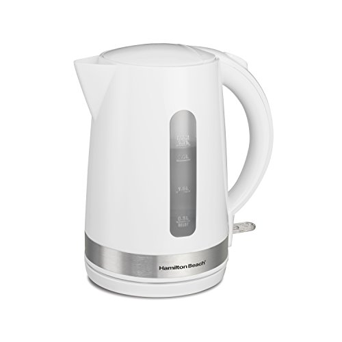 Hamilton Beach Electric Tea Kettle, Water Boiler & Heater, 1.7 L, 1500 Watts, Cordless, Auto-Shutoff & Boil-Dry Protection, White (41009)