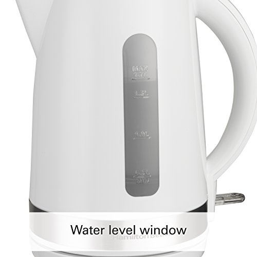 Hamilton Beach Electric Tea Kettle, Water Boiler & Heater, 1.7 L, 1500 Watts, Cordless, Auto-Shutoff & Boil-Dry Protection, White (41009)