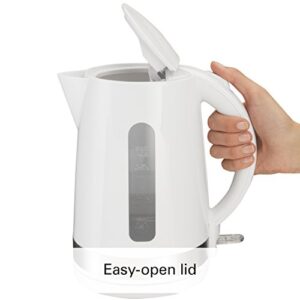 Hamilton Beach Electric Tea Kettle, Water Boiler & Heater, 1.7 L, 1500 Watts, Cordless, Auto-Shutoff & Boil-Dry Protection, White (41009)