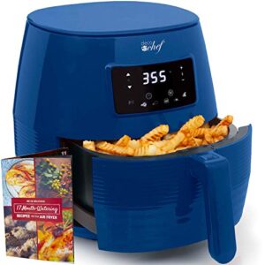 deco chef 5.8qt (19.3 cup) digital electric air fryer with accessories and cookbook- air frying, roasting, baking, crisping, and reheating for healthier and faster cooking (blue)