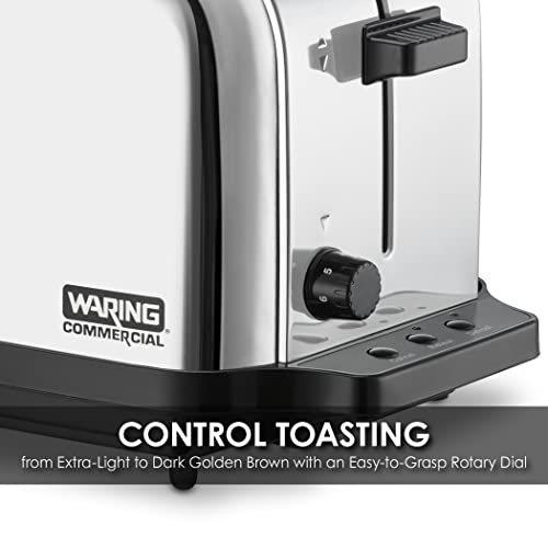 Waring Commercial WCT702 2-Slice Commercial Light Duty Pop-Up Toaster, 120V, 5-15 Phase Plug, Silver, 2-Compartment