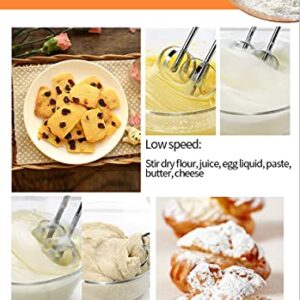 KUUNLESIN 5-Speed Electric Hand Mixer, With Turbo Button, Easy Eject Button, 300W(1500W Max), Stainless Steel Lightweight Hand Mixer With Storage Rack+Beaters and Dough hooks,Cake Mixer, Baking Mixer, Dough Mixer,For Easy Whipping Dough, Cream , Cake.