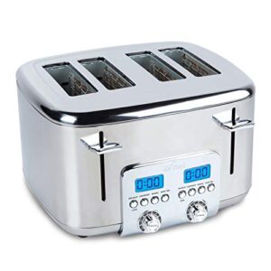 all-clad tj824d51 stainless steel digital toaster with extra wide slot, 4-slice, silver