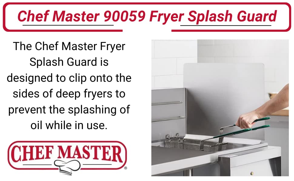 Chef Master 90059 Commercial Deep Fryer Splash Guard | Stops Oil From Splattering | Clips Provide a Secure Fit | Durable 18 Gauge Stainless Steel | Measures 20.5 x 15 Inches | 2 Pack