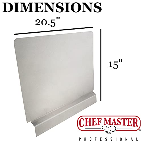 Chef Master 90059 Commercial Deep Fryer Splash Guard | Stops Oil From Splattering | Clips Provide a Secure Fit | Durable 18 Gauge Stainless Steel | Measures 20.5 x 15 Inches | 2 Pack