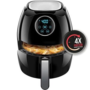 chefman large air fryer 6.5 qt xl, healthy cooking, user friendly, nonstick, digital touch screen with 4 cooking functions w/ 60 minute timer & auto shut off, bpa-free, dishwasher safe basket, black