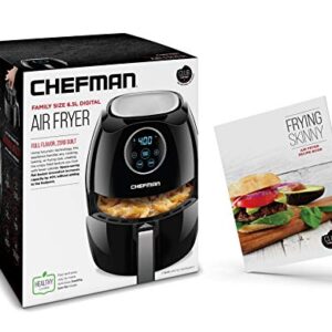 CHEFMAN Large Air Fryer 6.5 Qt XL, Healthy Cooking, User Friendly, Nonstick, Digital Touch Screen with 4 Cooking Functions w/ 60 Minute Timer & Auto Shut Off, BPA-Free, Dishwasher Safe Basket, Black