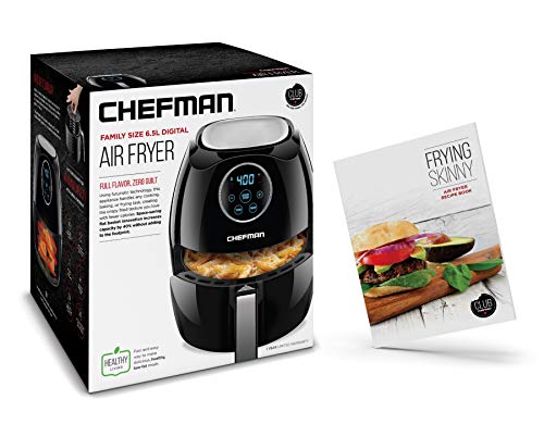 CHEFMAN Large Air Fryer 6.5 Qt XL, Healthy Cooking, User Friendly, Nonstick, Digital Touch Screen with 4 Cooking Functions w/ 60 Minute Timer & Auto Shut Off, BPA-Free, Dishwasher Safe Basket, Black