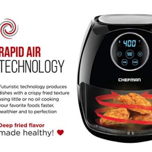 CHEFMAN Large Air Fryer 6.5 Qt XL, Healthy Cooking, User Friendly, Nonstick, Digital Touch Screen with 4 Cooking Functions w/ 60 Minute Timer & Auto Shut Off, BPA-Free, Dishwasher Safe Basket, Black