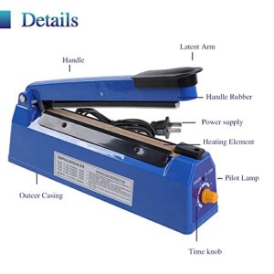 Boshen 8 Inch Impulse Heat Sealer Poly Mylar Plastic Bag Sealer Manual Heat Sealing Machine Home Restaurant Food Snacks Storage Manual Packaging Machine (8 inch 200mm)