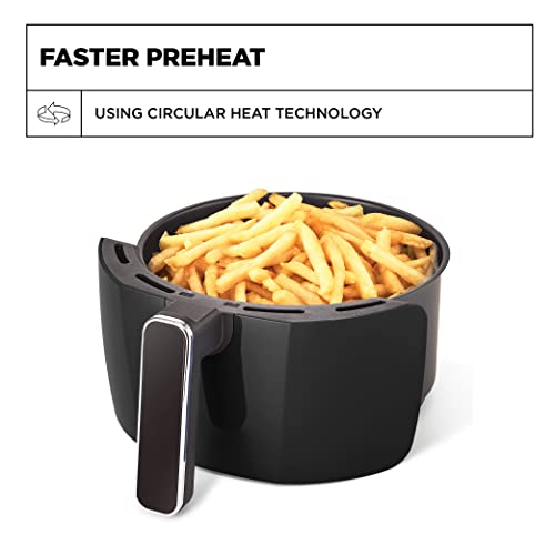 Crux 3.7QT Manual Air Fryer, Faster Pre-Heat, No-Oil Frying, Fast Healthy Evenly Cooked Meal Every Time, Dishwasher Safe Non Stick Pan and Crisping Tray for Easy Clean Up, Stainless Steel/Black