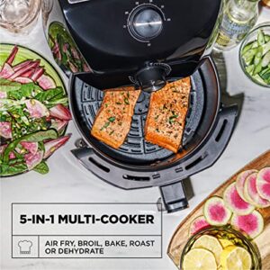 Crux 3.7QT Manual Air Fryer, Faster Pre-Heat, No-Oil Frying, Fast Healthy Evenly Cooked Meal Every Time, Dishwasher Safe Non Stick Pan and Crisping Tray for Easy Clean Up, Stainless Steel/Black