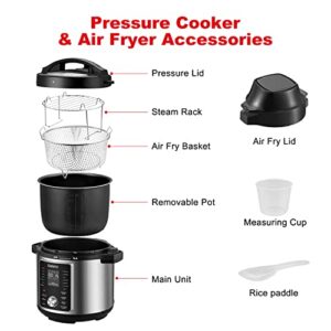 Galanz 12-in-1 Electric Pressure Cooker & Air Fryer with 12 Preset Programs Including Slow Cook, AirFry, Dehydrate, Rice, Grill, Roast, Steam, Beans, Stew, Warm, 6 Qt, 1000W/1500W, Stainless Steel