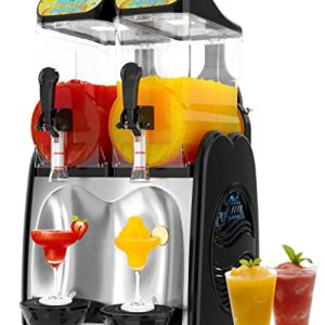 GSEICE Commercial Slushy Machine, 3.2 Gals X 2 Tanks Margarita Machine 110V Slushy Maker Machine for Slush, Frozen Margarita, Frozen Drink Machine for Restaurants Bars Pool Parties