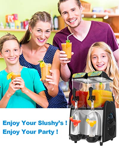 GSEICE Commercial Slushy Machine, 3.2 Gals X 2 Tanks Margarita Machine 110V Slushy Maker Machine for Slush, Frozen Margarita, Frozen Drink Machine for Restaurants Bars Pool Parties