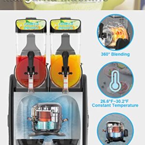 GSEICE Commercial Slushy Machine, 3.2 Gals X 2 Tanks Margarita Machine 110V Slushy Maker Machine for Slush, Frozen Margarita, Frozen Drink Machine for Restaurants Bars Pool Parties