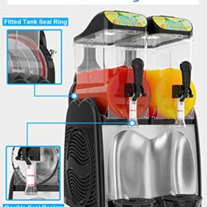 GSEICE Commercial Slushy Machine, 3.2 Gals X 2 Tanks Margarita Machine 110V Slushy Maker Machine for Slush, Frozen Margarita, Frozen Drink Machine for Restaurants Bars Pool Parties