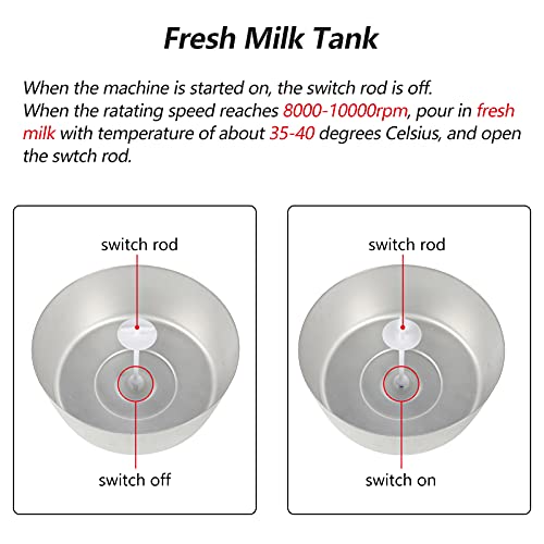 Milk Cream Centrifugal Separator Electric Cream Separator Stainless Steel 100L/H Goat Cow Milk Separator Turning Raw or Whole Milk into Cream and Skim Milk for 110V 100W