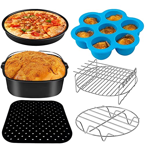 Air Fryer Accessories 5,5L Square, Air Fryer Accessories 5,5 Litre XXL Utensils Mold Accessories Suitable for COSORI Ninja CECOTEC INNSKY Philips 5,5L 6L 6,2L Air Fryer (5.5L Square 6 PCS)