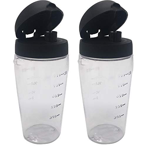 Joystar 2 piece Blender Smoothie bottle cup with lid for Oster Blender Blend-N-Go Smoothie blender or Cup for Oster Classic Series blenders(2, PETG)