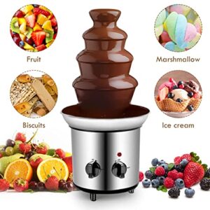 PiscatorZone 3 Tiers Stainless Steel Chocolate Fondue Fountain Easy To Assemble,Perfect For Chocolate, Nacho Cheese, BBQ Sauce, Ranch, Liqueurs