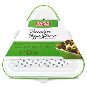 rapid veggie steamer | microwave fresh & frozen vegetables in less than 4 minutes | perfect for dorm, small kitchen, or office | dishwasher-safe, microwaveable, & bpa-free