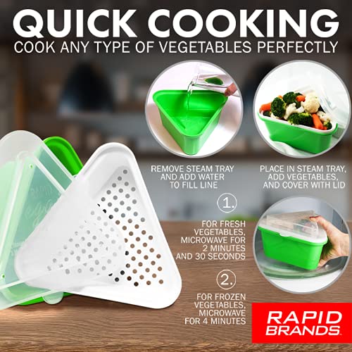 Rapid Veggie Steamer | Microwave Fresh & Frozen Vegetables in Less Than 4 Minutes | Perfect for Dorm, Small Kitchen, or Office | Dishwasher-Safe, Microwaveable, & BPA-Free