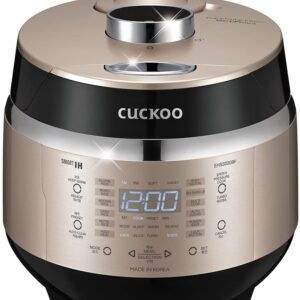 CUCKOO CRP-EHSS0309FG | 3-Cup (Uncooked) Induction Heating Pressure Rice Cooker | 15 Menu Options, Auto-Clean, Voice Guide, Made in Korea | Gold