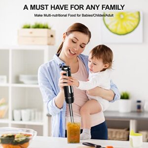 6 in 1 Immersion Handheld Blender, 304 Stainless Steel Hand Blender Electric with Food Grade Silicone Removable Cover, Hand Blender, Immersion Blender Cup, Chopper, Whisk and Milk Frother for Baby Food, Milkshake, Cream