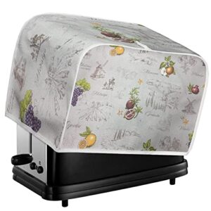 FOR U DESIGNS Toaster Cover 2 Slice Long Slot,Fruit Pattern Bread Maker Cover Washable Dust Protection Retro Style Kitchen Small Appliance Covers with Top Hook