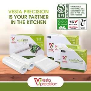 Vesta Precision Zipper Vacuum Seal Bags Pack | Clear and Embossed | 75 Quart (8x12 inch) and 50 Gallon (11x16 inch) Vacuum Bags | Great for Food Storage and Sous Vide