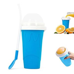 slushie maker cup, magic quick frozen smoothies cup cooling cup double layer squeeze cup slushy maker, homemade ice cream maker diy it for children and family