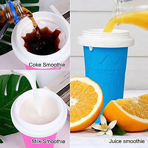 Slushie Maker Cup, Magic Quick Frozen Smoothies Cup Cooling Cup Double Layer Squeeze Cup Slushy Maker, Homemade Ice Cream Maker DIY it for Children and Family