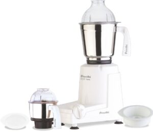 preethi eco twin 2-jar mixer grinder, medium, white