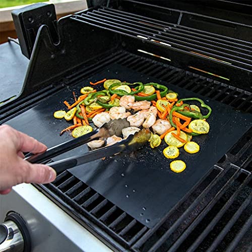 Non-Stick BBQ Grill Mats (Set of 6) Heavy Duty, Reusable, and Easy to Clean - Works for Gas Grill, Electric, Charcoal, Smokers