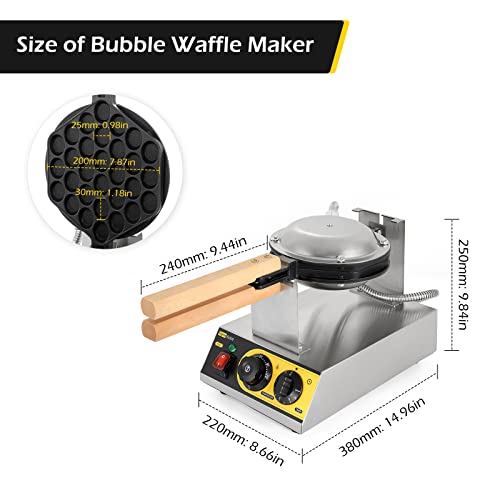 Dyna-Living Bubble Waffle Maker 1400W Egg Waffle Machine Electric Non-Stick Bubble Waffle Cone Maker Household Commercial Egg Waffle Iron Maker for Restaurant Snack Shop or Cafe