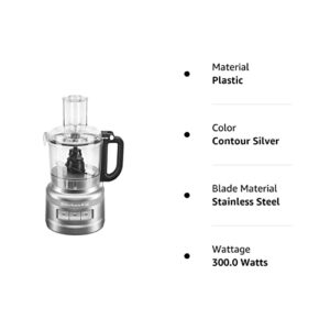 KitchenAid KFP0718CU 7-Cup Food Processor Chop, Puree, Shred and Slice - Contour Silver (Renewed)