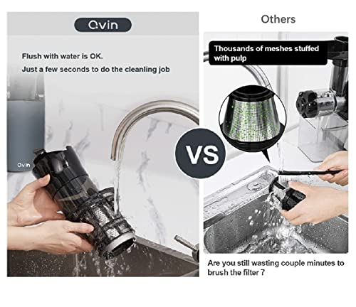 Cold Press Juicer, Qvin Slow Masticating Juicer Machines with Big Wide Chute, Nutrient Electric juicer machines Vegetable And Fruit, slow Juicer Machine BPA-Free, Easy to Clean，extractor de jugos y vegetales