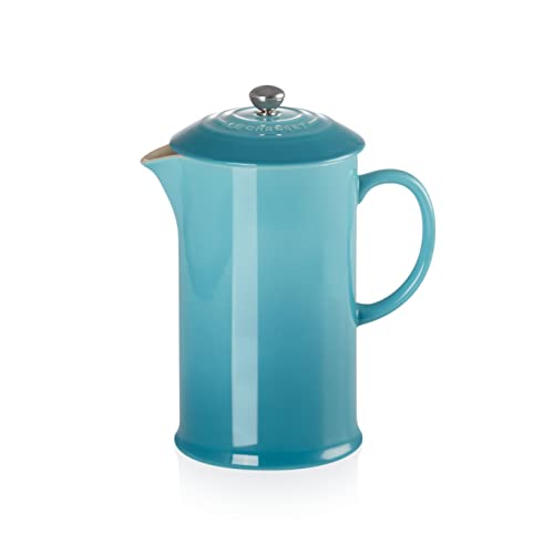 Le Creuset Stoneware Cafetiere with Metal Press, 750 ml-Teal, Ceramic, 17 x 11 x 22 cm