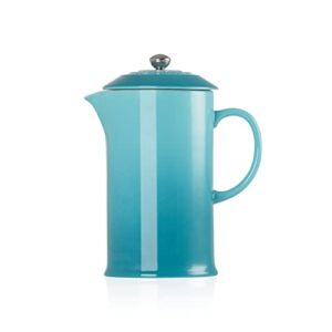 Le Creuset Stoneware Cafetiere with Metal Press, 750 ml-Teal, Ceramic, 17 x 11 x 22 cm