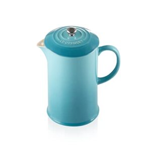 Le Creuset Stoneware Cafetiere with Metal Press, 750 ml-Teal, Ceramic, 17 x 11 x 22 cm