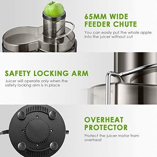 Juicer Upgraded 400W Juicer Machines, 3 Speed Gear Centrifugal Juicer Whole Fruits and Vegetable with Anti-drip Function, Stainless Steel and BPA Free, Easy To Clean