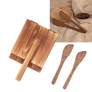 Wood Tortilla Press, Nonslip Tortilla Press with 2PCS Spatulas for Scraping off Excess Dough, Wood Dough Pressing Tool for Cooking & Baking Pizzas, Dumpling, Flying Pie