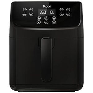 kobi air fryer, xl 5.8 quart,1700-watt electric hot air fryers oven & oilless cooker, led display, 8 preset programs, shake reminder, for roasting, nonstick basket, etl listed (100 recipes book included) (black)