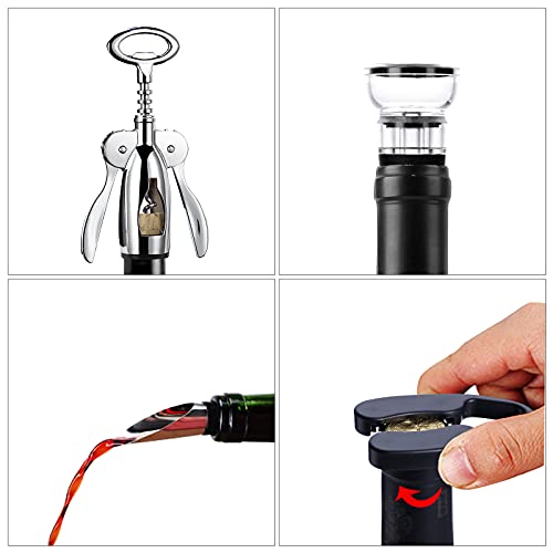 Drincarier Stainless Steel Wine Opener Compact Corkscrew Wine Bottle Opener with Foil Cutter Wine Stopper………