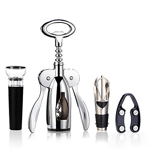 Drincarier Stainless Steel Wine Opener Compact Corkscrew Wine Bottle Opener with Foil Cutter Wine Stopper………