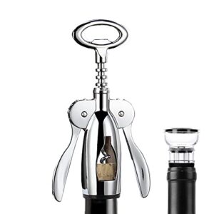 Drincarier Stainless Steel Wine Opener Compact Corkscrew Wine Bottle Opener with Foil Cutter Wine Stopper………