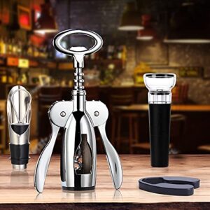 Drincarier Stainless Steel Wine Opener Compact Corkscrew Wine Bottle Opener with Foil Cutter Wine Stopper………