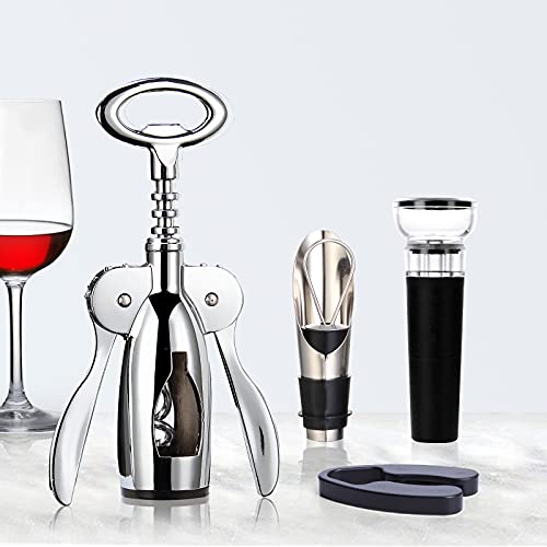 Drincarier Stainless Steel Wine Opener Compact Corkscrew Wine Bottle Opener with Foil Cutter Wine Stopper………