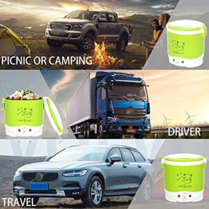 1 Cup Mini Rice Cooker Steamer 12V For Car, Cooking For Soup Porridge and Rice, Cooking Heating and Keeping Warm Function, Can be Used As a Electric Lunch Box (12v green)